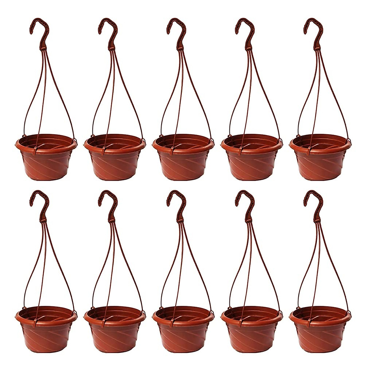 YARDWE Hanging Planter Balcony Orchid Pot: 10pcs Indoor Flower Basket Hanger Brown Succulent Pot Garden Flower Bonsai Container
