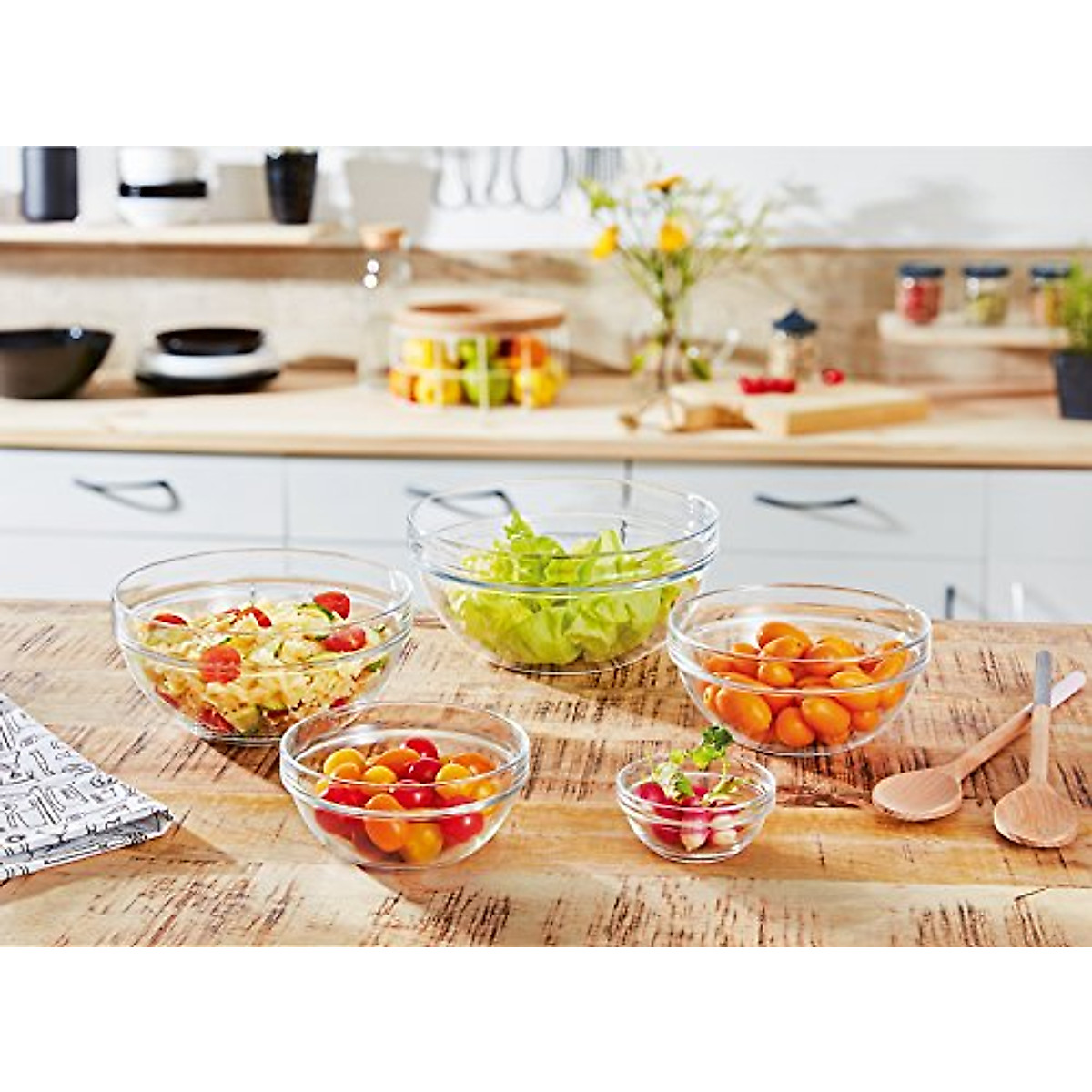 Luminarc Stackable Bowl 10-Piece Set, Glass, 1, Clear