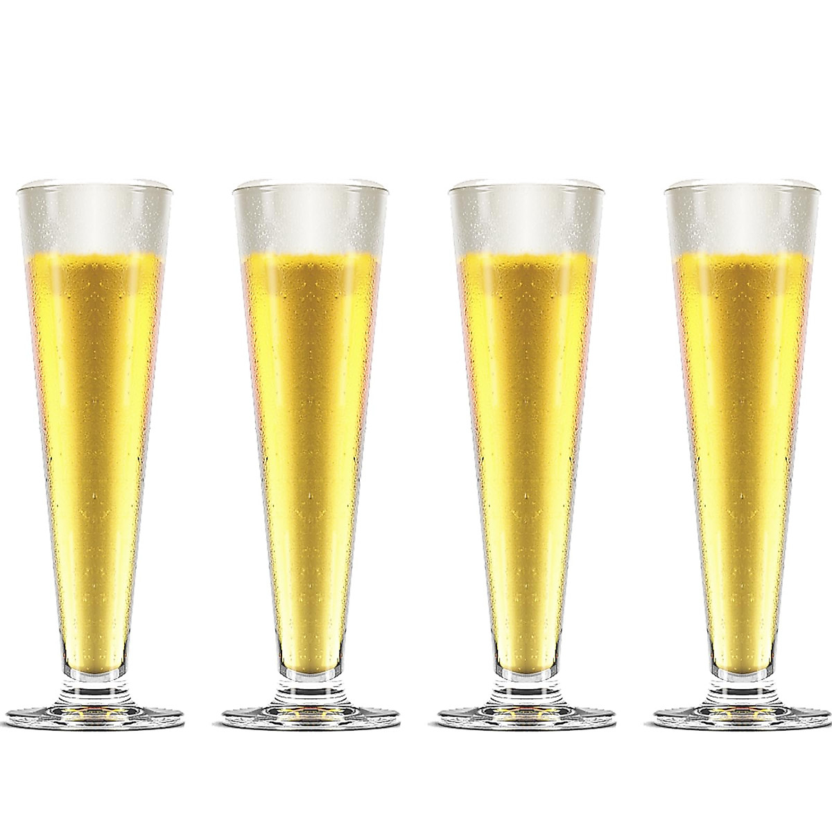 TOPZEA 4 Pack Tall Beer Glass, 13.5oz Bar Cocktail Glasses Old Fashioned Pilsner Craft Beer Mug, Footed Sundae Cup Beverage Glasses for Tropical Drinks, Parfait, Milkshake, Juice, Soda