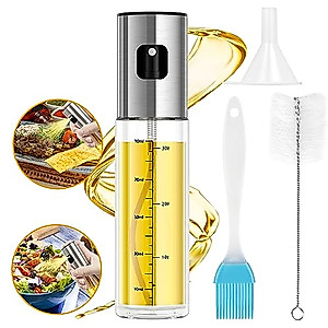 Uktunu Oil Sprayer for Cooking, 100ml Glass Olive Oil Sprayer Mister, Olive Oil Spray Bottle, Kitchen Gadgets Accessories for Air Fryer, Canola Oil Spritzer, Widely Used for Salad Making, Frying, BBQ