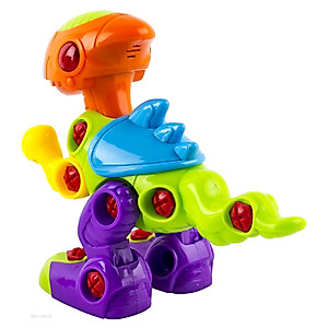 FMT Take-A-Part Take Apart Dino Dinosaur Toy for Boys and Girls Toddlers and Kids with Lights and Sounds Include 2 Screwdrivers for Assembly Building Blocks Tools Play Set