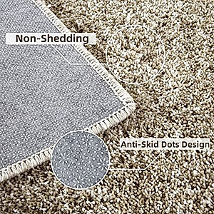 GlowSol Fluffy Area Rug for Bedroom Plush Modern Area Rug Shaggy Area Rug for Living Room Soft Thick Fuzzy Rug Non-Shedding Non Slip Shag Rug for Nursery Kids Room Home Decoration, Taupe, 9x12 Feet