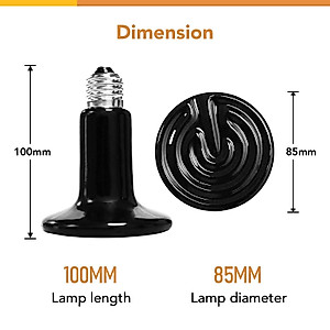 Simple Deluxe Clamp Lamp Light with Steel Cage Wire Grillup and 150W Reptile Ceramic Heat Bulb, E26 Socket, 6' Cord for Amphibian Pet & Incubating Chicken,Silver