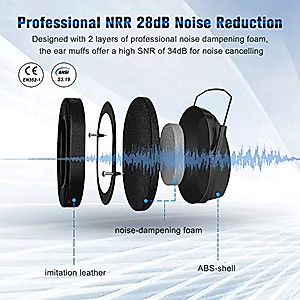 ProCase Professional Noise Reduction Safety Ear Muffs, NRR 28dB Shooters Hearing Protection, Adjustable Noise Cancelling Headphones Ear Protection for Shooting Hunting -Black