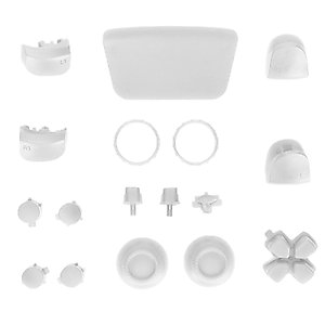 Kafuty-1 Buttons Full Set for PS5 Controller,Joysticks Dpad R1 L1 R2 L2 Direction Key ABXY Buttons, Replacement Button Repair Kit for PS5 Game Console(White)