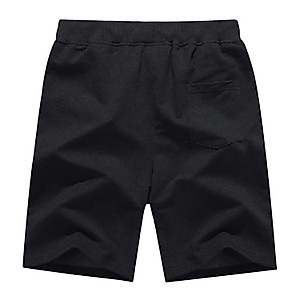 CRYSULLY Men Running Jogging Training Bike Sweatpants Workout Shorts with Zipper Pockets Black
