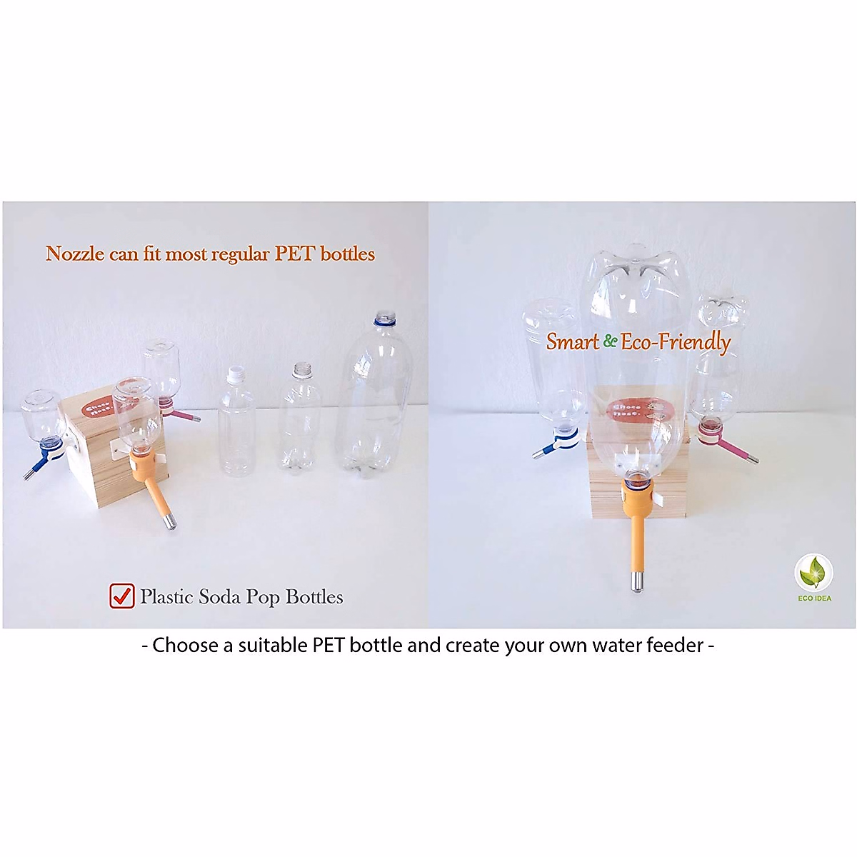 Choco Nose Patented Mini No-Drip Water Bottle/Feeder for Hamsters/Hedgehogs/Gliders/Rats/Mice/Other Small Pets and Animals - for Cages, Crates or Wall Mount. 10.2oz. Nozzle 10mm, Blue (C125)