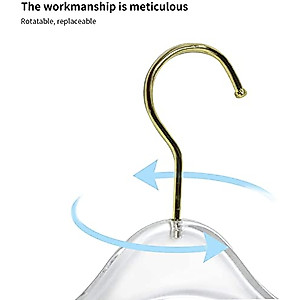 Nisorpa Acrylic Hangers with Clips, 10 Pack Clear Plastic Hangers Non-Slip with Golden Chrome Steel Hook, Clothes Hangers Space Saving Hanger for Dresses Suit Jacket Sweater Blouse