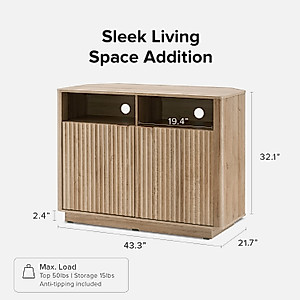 mopio Brooklyn Corner Storage Cabinet, Mid Century Modern Buffet, Entertainment Center, Storage Cabinet with Doors and Shelves, Media Cabinet for 55 inch TV Stand, for Living Room