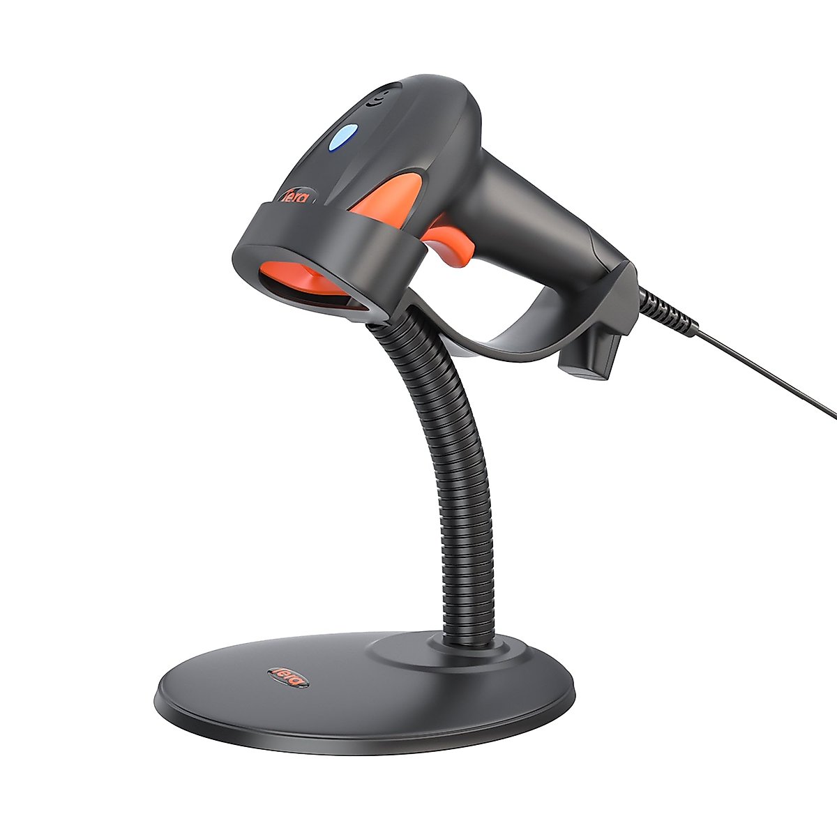 Tera Pro Extreme Performance Laser High Speed Barcode Scanner with Stand Auto Sensing On and Off by Smart Stand USB Wired 1D Handheld Plug and Play Bar Code Reader for Small Business Library 6900