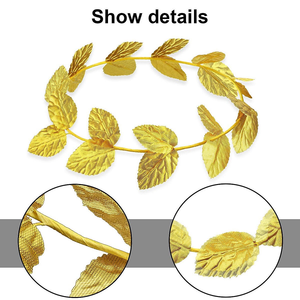 meekoo 3 Pieces Laurel Wreath Crown Roman Leaf Headband Gold Greek Headpiece Goddess Toga Costume Decor for Women Men Halloween Headdress Party Decoration