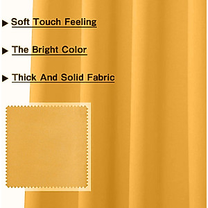 MYSKY HOME Yellow Blackout Curtains for Living Room Bedroom Curtains 84 Inches Long Grommet Room Darkening Window Curtains Thermal Insulated Single Panel Curtains 52 x 84 Inch, Mustard Yellow