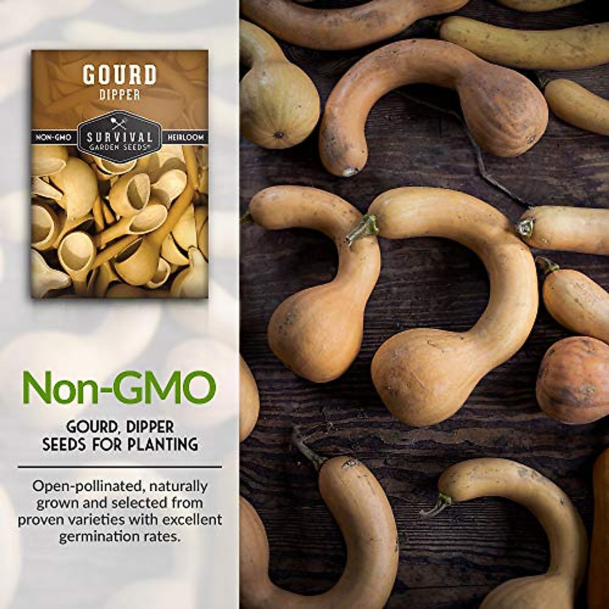 Survival Garden Seeds - Dipper Gourd Seed for Planting - Packet with Instructions to Plant and Grow Birdhouse Gourds in Your Home Vegetable Garden - Non-GMO Heirloom Variety