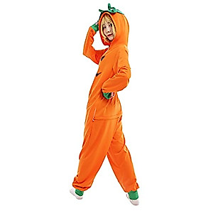 haikyuu Halloween Onesie Pajamas Adult Bat Skellington Printed Long Sleeve Hooded Kigurumi Sleepwear Jumpsuit Costume Outfits (small, Pumpkin-yellow)