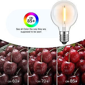 GPATIO LED G40 Replacement Light Bulbs for Indoor Outdoor String Lights - C7 Candelabra Fits E12 Socket Light Fixtures with Round Globe Clear Edison Waterproof Dimmable 1.5inch 50Pack