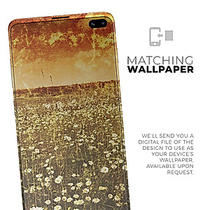 DesignSkinz Vintage Glowing Orange Field Protective Vinyl Decal Wrap Skin Cover Compatible with The Samsung Galaxy S20 (Screen Trim & Back Glass Skin)