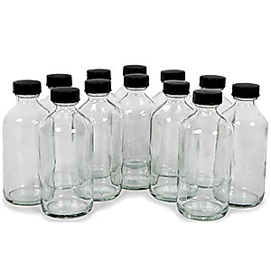 Vivaplex, 12, Clear, 8 oz Glass Bottles, with Lids