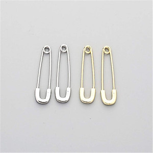 Cute Sterling Silver Safety Pin Small Hoop Earrings for Women Girls Men Minimalist Geometric Cartilage Huggie Sleeper Hoops Hypoallergenic 14K Gold Plated Personalized Jewelry (Silver 22mm)