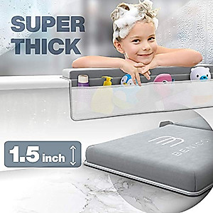 Comfortable Bath Kneeler and Elbow Kneeling Rest Pad for Baby Bathing Parents - Painless Foam Mat with Toy Organizer Pockets - Quick Drying, Foldable, Non-Slip for Baby and Toddler Bathing