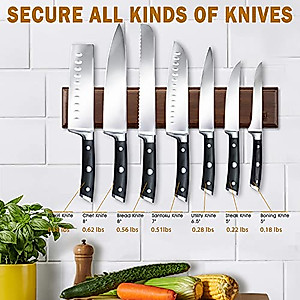 Magnetic Knife Holder for Wall 16 Inch, HOSHANHO Powerful Magnetic Knife Strip, Acacia Wood Magnet Knife Rack for Kitchen Knives & Tools