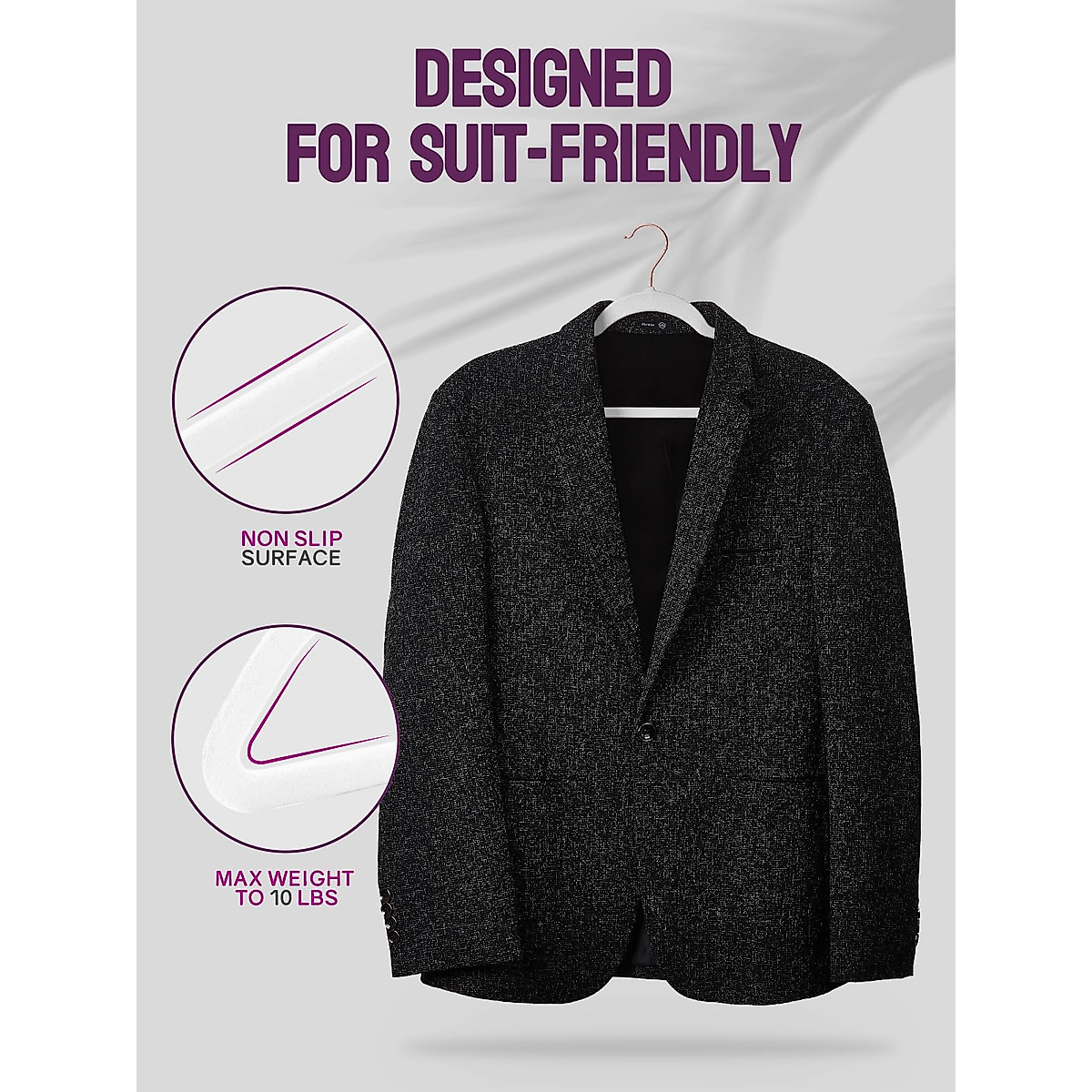 Jersow Hangers Velvet - 50 Pack, Non-Slip Velvet Hangers with 360 Degree Swivel Hook, Space Saving Felt Hangers Heavy Duty Enough for Suit Hangers, Coat Hangers, Dress Hangers, Skirt Hangers (White)