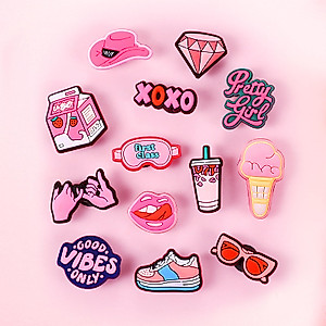 35Pcs Pink Shoe Charms for Women Girls, Cute Shoe Decoration Charms for Teens Kids Adults, Shoe Accessories Party Favors Birthday Christmas Gifts