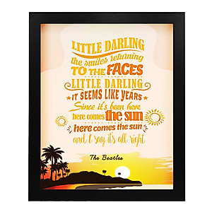Here Comes the Sun - The Beatles Retro Music Decor Wall Art, This Vintage Wall Decor Music Poster, Is a Great Wall Print For Home Decor, Office Decor, or Man Cave Room Decor Aesthetic, Unframed - 8x10