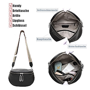 Fibrdoo Leather Crossbody Bag for Women, Elegant Shoulder Bag with Removable Strap Mobile Phone Purse, Leather Saddle Bag, Black