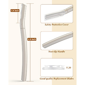 Dermaplane Razor for Face Professional, Facial Razors for Women&Men Face with 20 Blade Refills, Eyebrow Razor for Women and Men