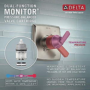 Delta Faucet Linden 17 Series Dual-Function Shower Faucet, Shower Trim Kit with 4-Spray In2ition 2-in-1 Dual Hand Held Shower Head with Hose, Champagne Bronze T17294-CZ-I (Valve Not Included)