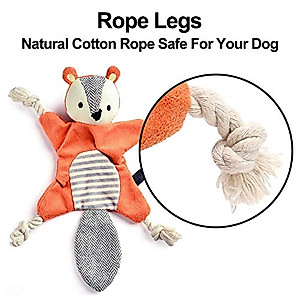 Vitscan Stuffless Dog Toys for Puppy, Crinkle Squeaky Dog Chew Toys Squirrel Plush Dog Toy with Rope Knots for Small Dogs (Squirrel)