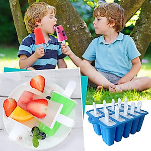 Midnadiy Silicone Popsicle Molds with Sticks, Easy Release Popsicle Maker Mold Set, BPA Free Ice Pop Mold, 10-Cavity Homemade Ice Cream Mold for Kids, Toddlers, Adults