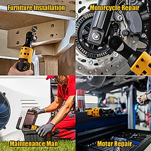 Electric Ratchet, Cordless Ratchet Wrench 3/8" Compatible with DEWALT 20V Battery, 74Ft-lb, 580 RPM, Variable Speed Trigger, LED Light, 3/8" to 1/4" Adapter, 9 Sockets, No Battery Included