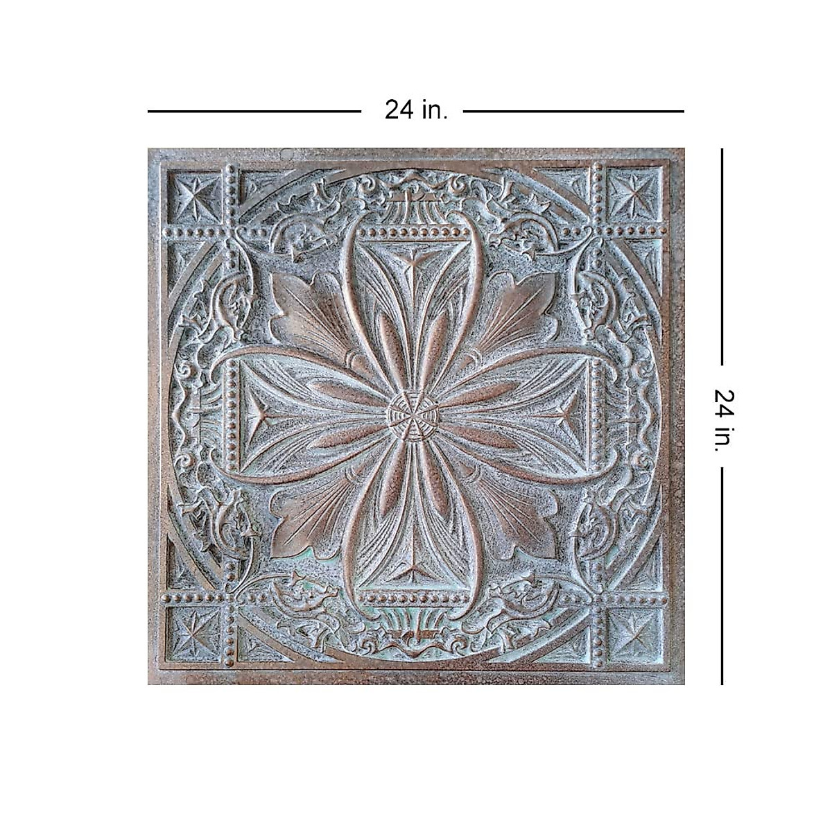 From Plain To Beautiful In Hours DCT10 Milan PVC 2' x 2' Lay-in or Glue-up Ceiling Tile (Covers / 40 sq.ft), Weathered Copper, 10 Piece