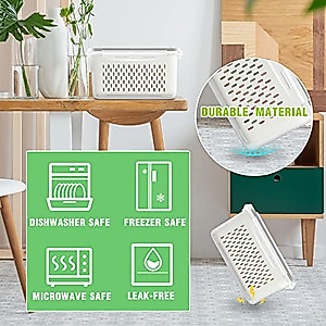 3 Pack Fruit Storage Containers for Fridge, Produce Saver Vegetable Container with Drain Colanders - Refrigerator Organizer for Lettuce Berry Keepers