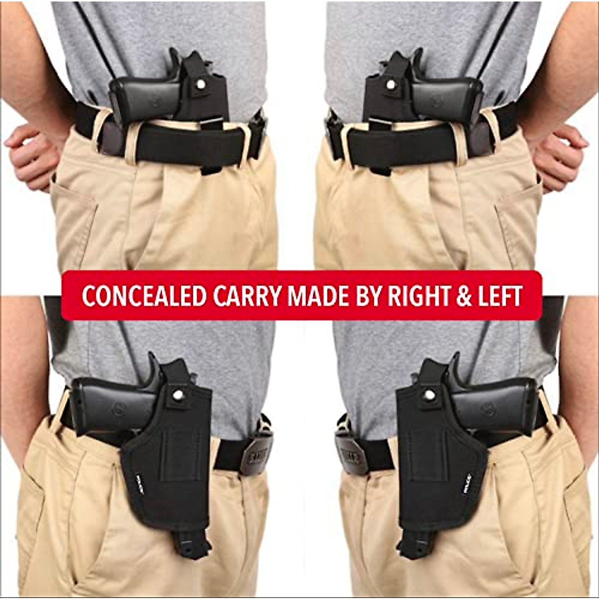 POLICE Gun Holster for Men/Women - Universal Belt Pistol Holster Airsoft Right/Left, IWB/OWB 9mm Holster for Concealed Carry - 380 Holster for Pistols Compatible with Glock 23,26,27,42, M&P Shield