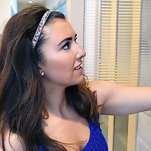 Sweaty Bands Womens Girls Headband - Non-Slip, Velvet-Lined Fashion Hairband - Bling It Glitzy Goddess 5/8-Inch