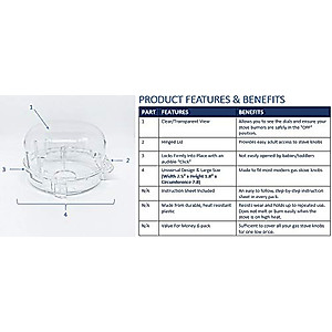 Kiddigard Medium-Sized Clear Kitchen Stove Knob Covers (6 Pack) - Child Safety - Value for Money - Universal Fit - 30-Day Money Back Guarantee