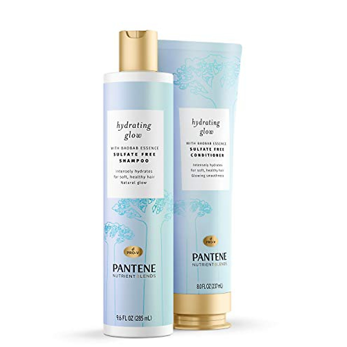 Pantene Hydrating Glow with Baobab Essence Shampoo, Sulfate & Silicone-Free, 9.6 Fl Oz, 2.598 Fl Oz