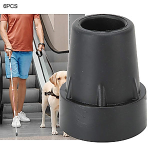 Replacement Cane Tips, 6pcs 19mm Hole Diameter Hiking Cane Crutch Feet Tips Heavy Duty Non Slip Plastic Tips Trekking Pole Tips Replacement Pole Tip Protectors Fits Most Standard Hiking Poles