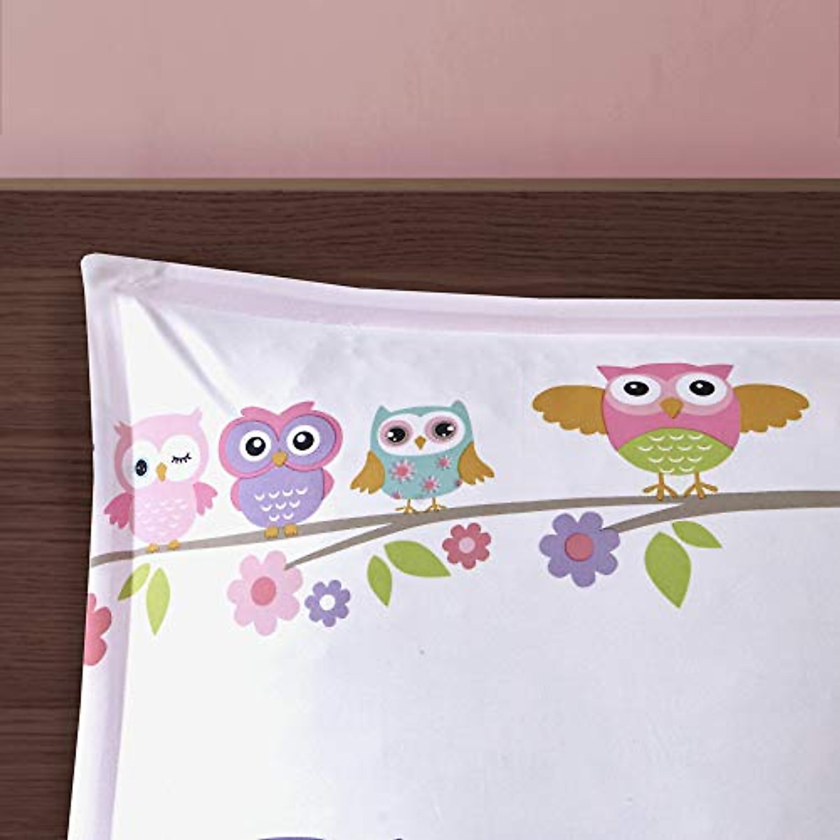 Mi Zone Kids Wise Wendy Bag in A Bag Sets For Girls, Owl Kids Girl Bedding Set – Ultra Soft Microfiber Childrens Bedroom Bed Comforters, Full, White 8 Piece