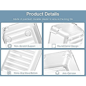 Puroma 18Pcs Drawer Organizer Set 4-size Versatile Vanity and Bathroom Drawer Organizers, Clear Plastic Desk Drawer Organizer Trays and Customize Layout Storage Bins for Makeup Kitchen Office (Clear)