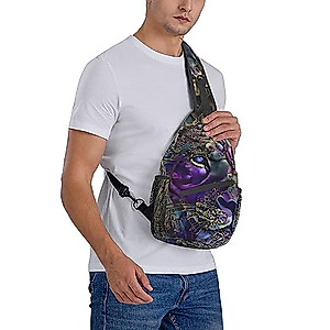 YAkkYA Men & Women Trippy King Of The Lion Art Sling Bag Backpack Outdoor Sport Daypack Travel Bag - Multipurpose Anti-Theft Tactical Satchel, Unbalance Chest Bag Rucksack