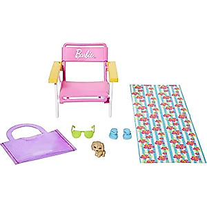 Barbie Accessory Pack Bundle with 3 Accessory Sets Themed to Lounging, Beach Day & Pet Playdate, with 4 Pets and 15 Accessories, Gift for 3 to 7 Year Olds