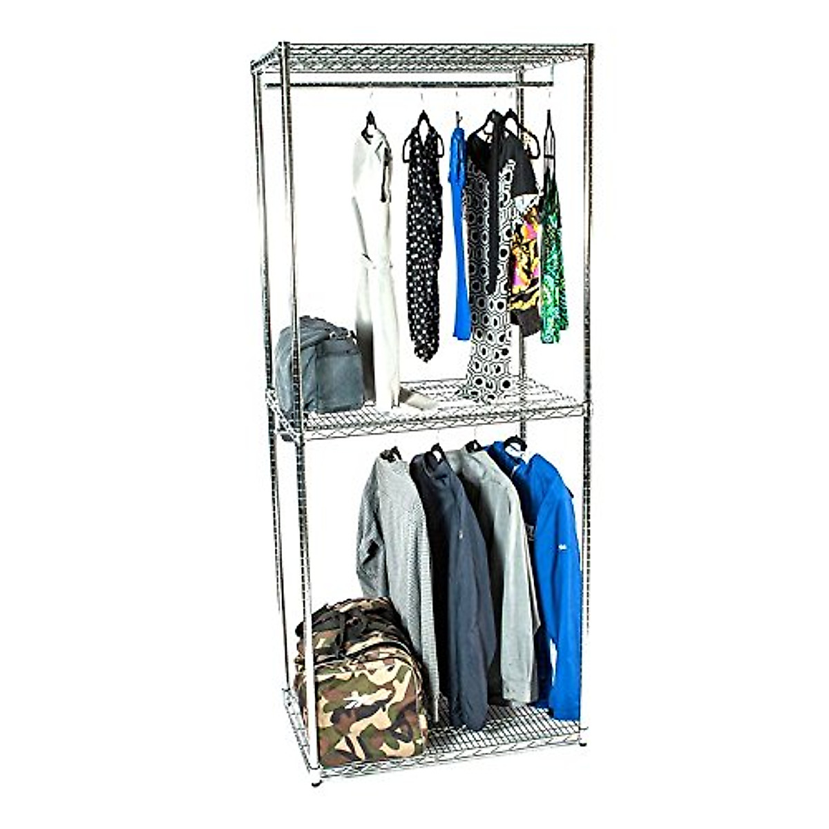 Omega 18" Deep x 24" Wide x 74" High Chrome Double Decker Garment Rack