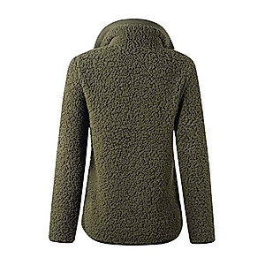 AQOTHES Womens Loose Casual Zipper Sherpa Fleece Pockets Pullover Sweatshirt for Women Army Green