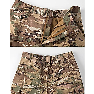 MANSDOUR Men's Snow Hiking Pants Winter Cargo Tactical Trousers Outdoor Softshell Water Repellent Fleece Lined Snowboard Skiing Pants Casual Windproof Military Pants