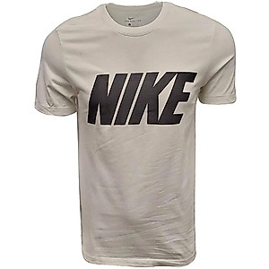 Nike Men's Italic Graphic Logo Crewneck T-Shirt (X-Large, White (Black Logo))