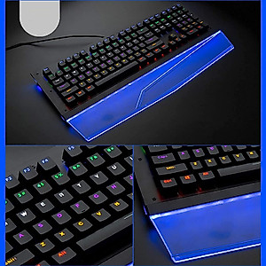 XYLXJ Mechanical Gaming Keyboard LED Backlit Wired Keyboard with Blue Switches for Windows Gaming PC (108 Keys, Black)
