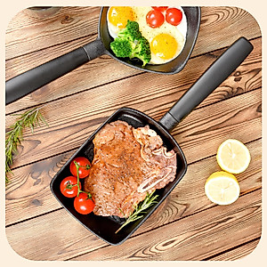 Toutrop 7.5" Foundry Iron Omelette Pan, Non-Stick Tamagoyaki Egg Pan, Square Frying Pan with Handle